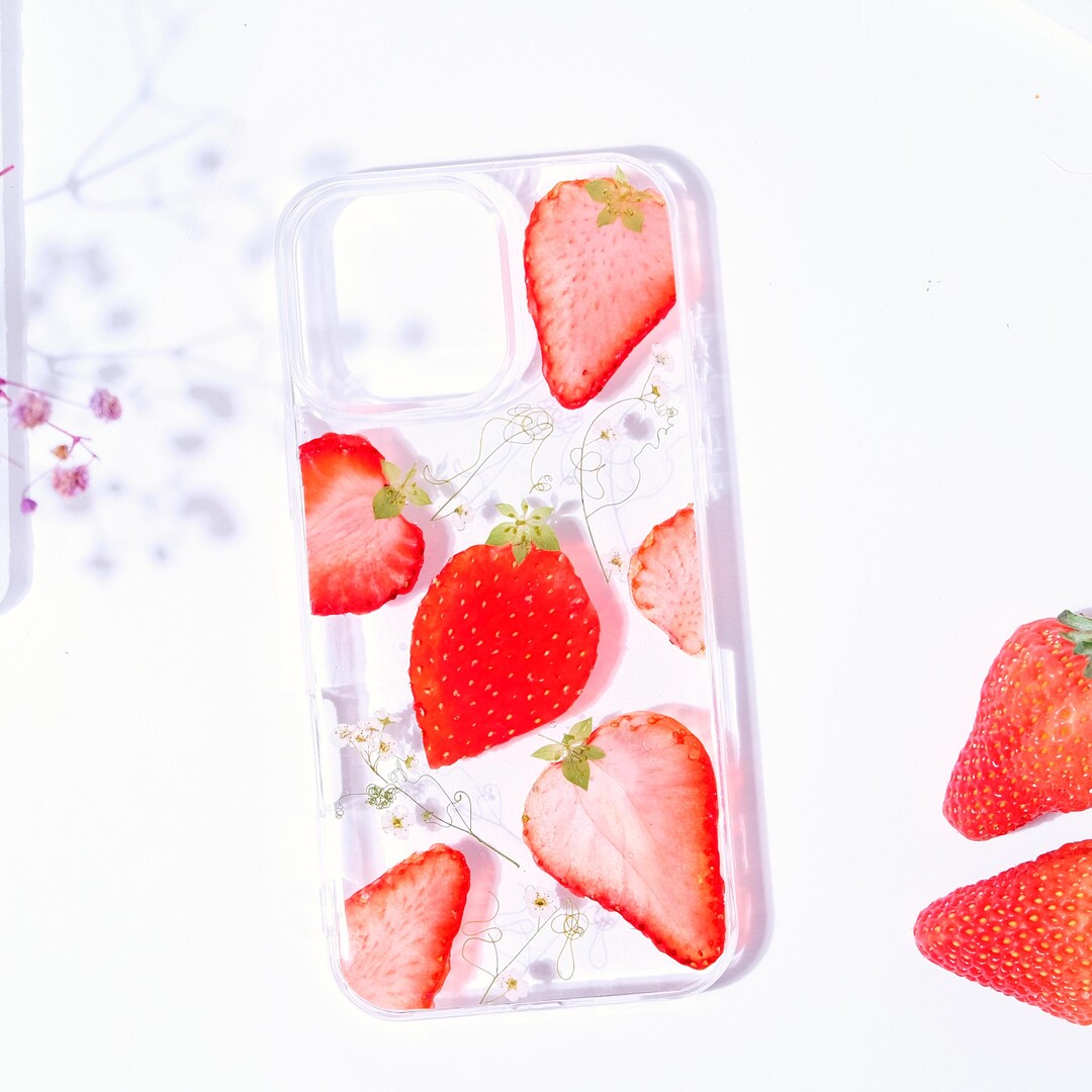 Pressed Flower Strawberry Phone Case for iPhone Case Samsung Galaxy ...