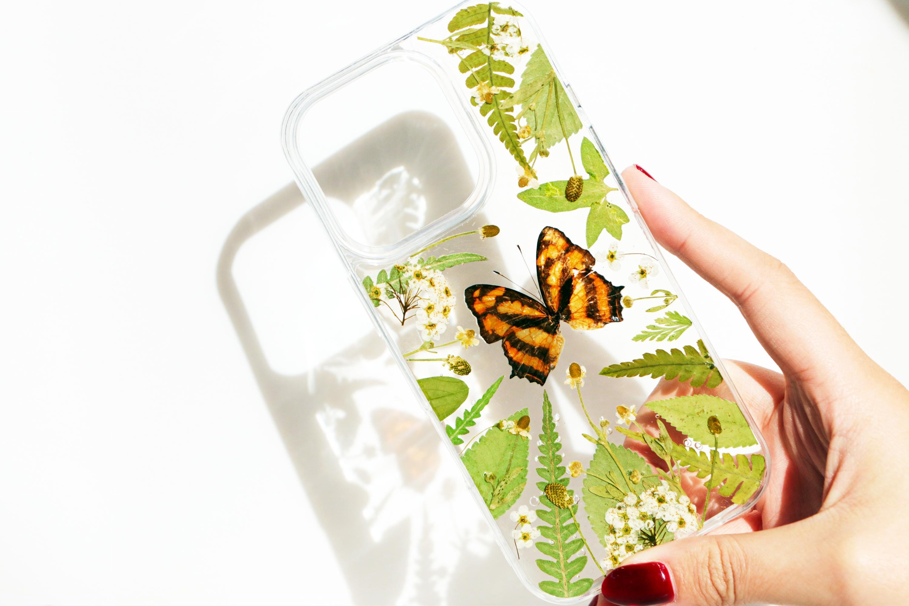 Real Butterfly Couple Matching Phone Case Pressed Flower for iPhone ...