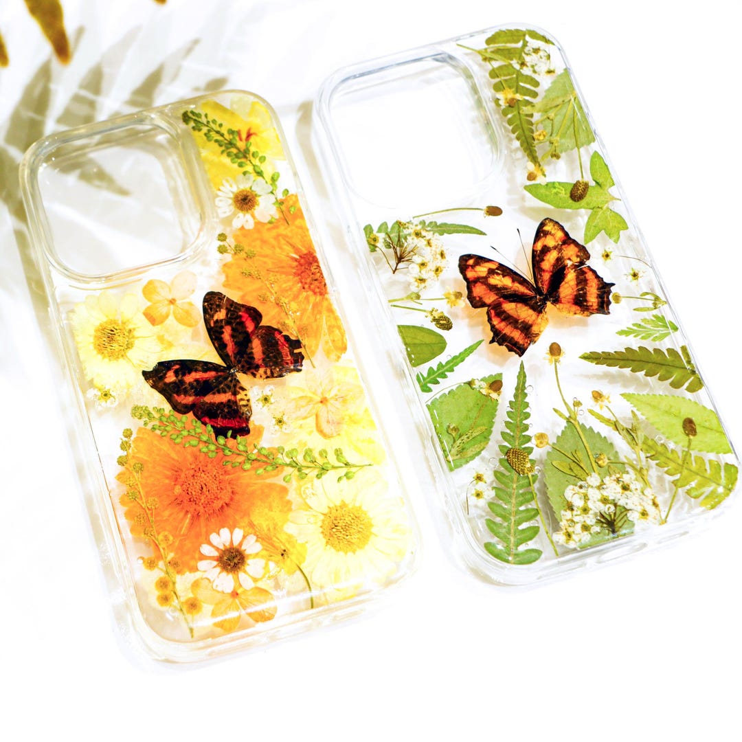 Real Butterfly Couple Matching Phone Case Pressed Flower for iPhone ...