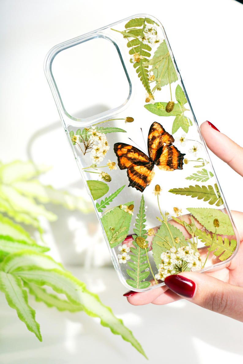 Real Butterfly Couple Matching Phone Case Pressed Flower for iPhone ...