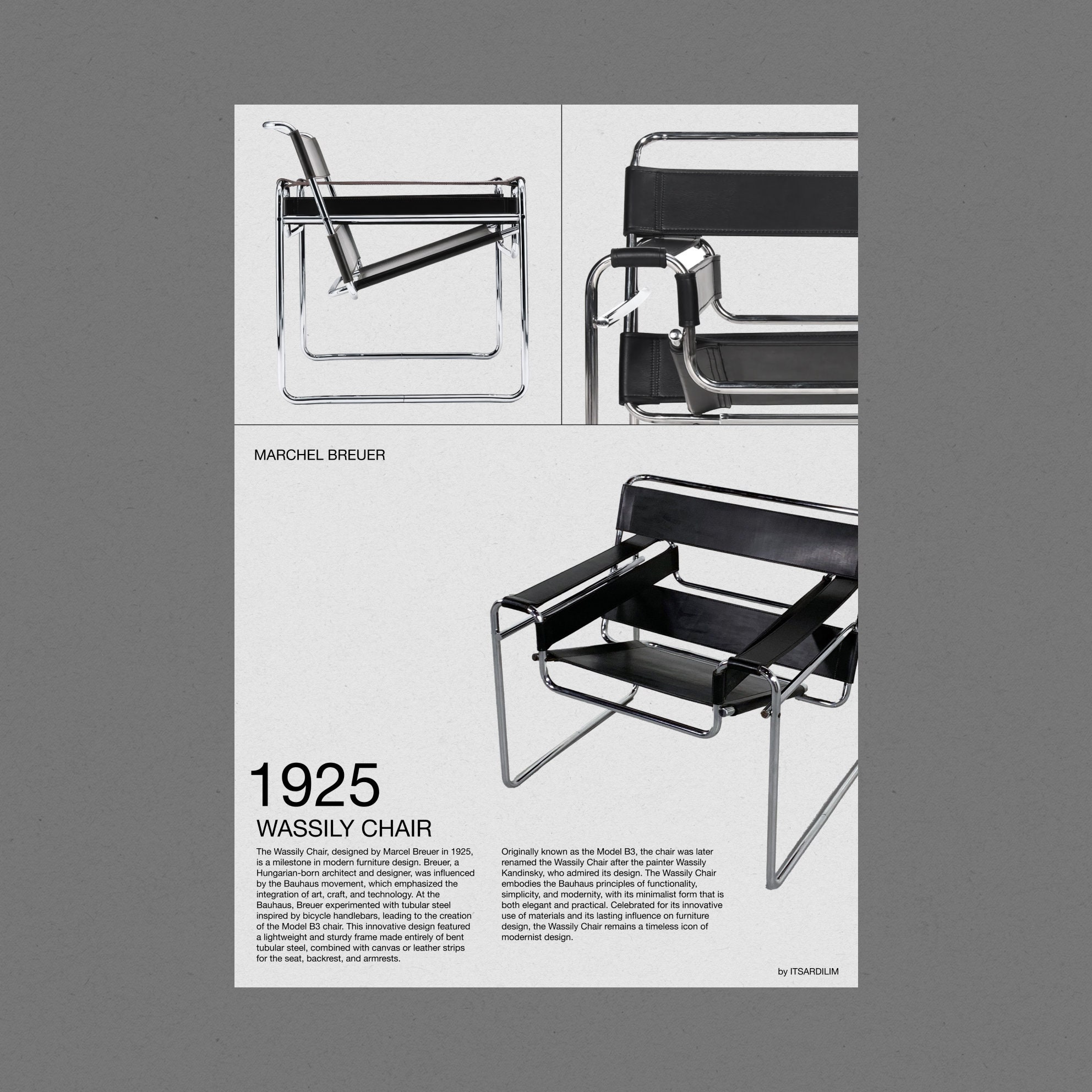 Wassily Chair Poster Aesthetic Wall Decoration, Mid Century Poster ...