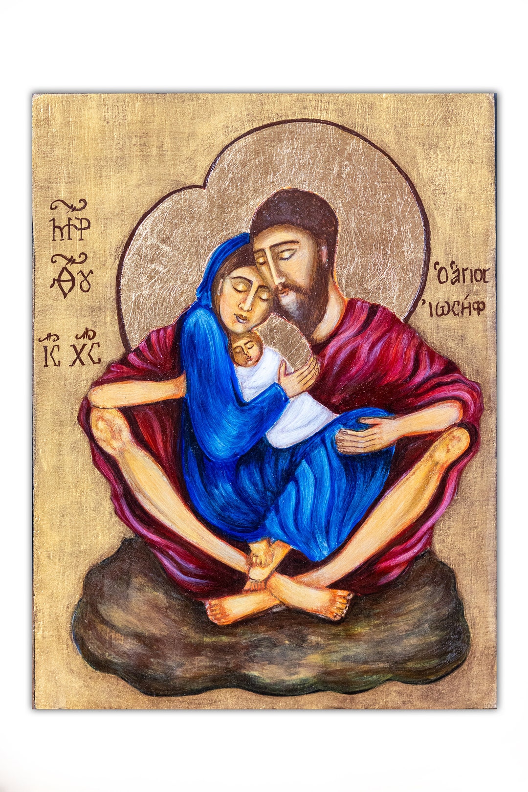 Icon of the Holy Family 19/25 Egg Tempera - Etsy