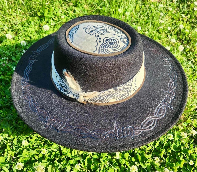 Custom Burned Barb Wire Hat - Etsy