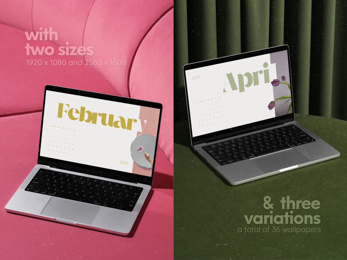 2024 to 2025 Monthly Desktop Wallpaper Calendar, Editable Desktop ...