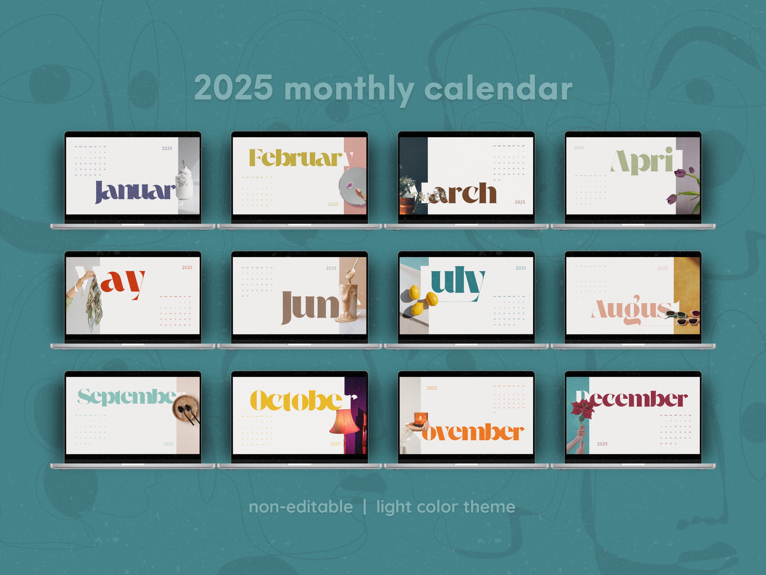 2024 to 2025 Monthly Desktop Wallpaper Calendar, Editable Desktop ...