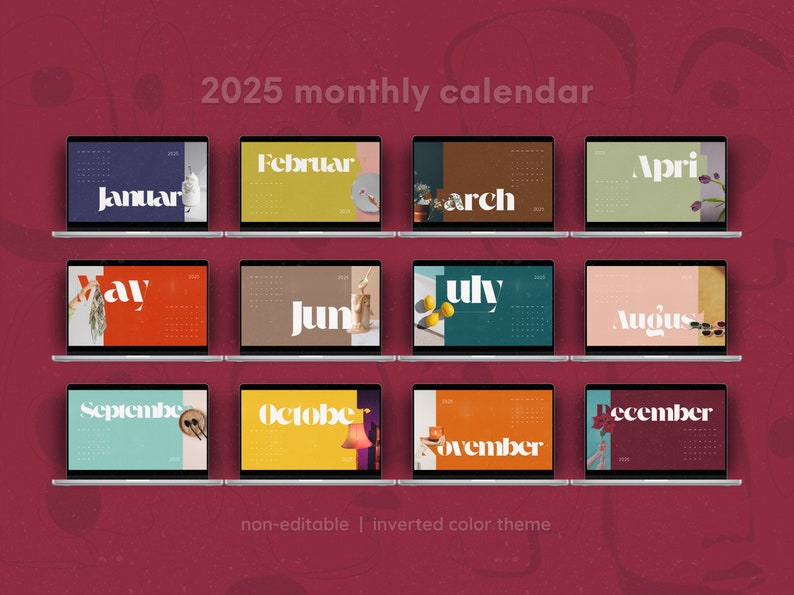 2024 to 2025 Monthly Desktop Wallpaper Calendar, Editable Desktop ...