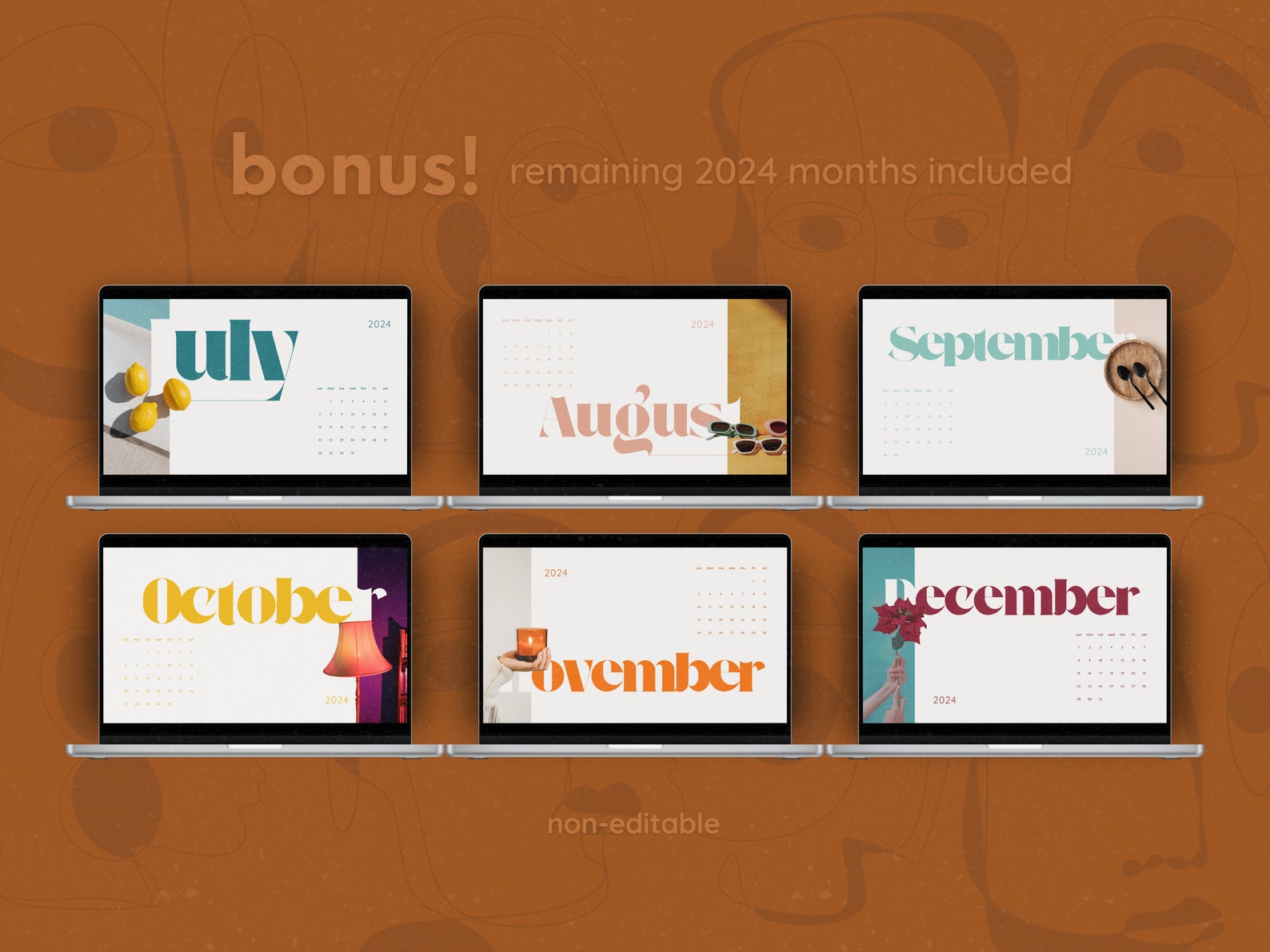 2024 to 2025 Monthly Desktop Wallpaper Calendar, Editable Desktop ...