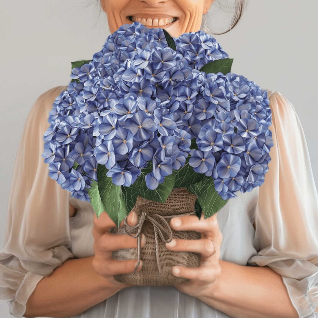 Blue Hydrangeas, Petalpal Pop up Bouquet, Life Sized 3D Popup Paper ...