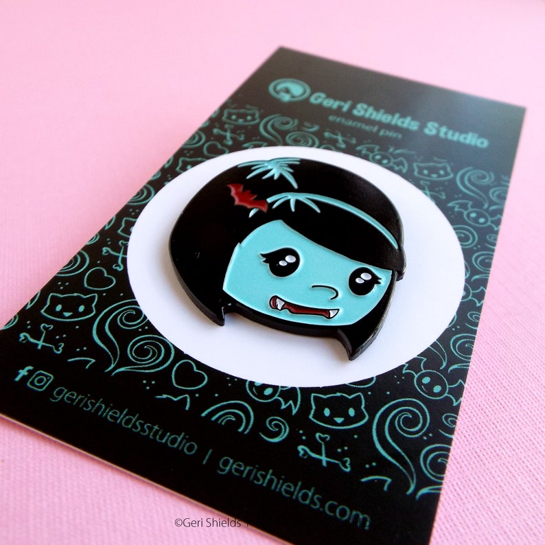 Vampire Girl Enamel Pin - Lapel Pin - Vampire Pin - Halloween Pin - Etsy
