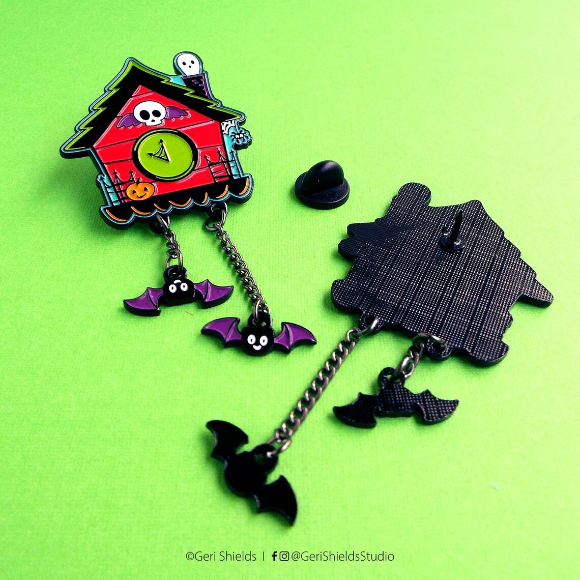 Haunted Cuckoo Clock Enamel Pin - Lapel Pin - Haunted House - Halloween ...