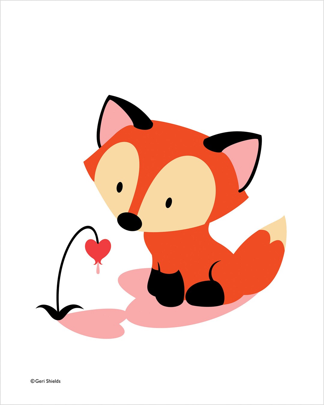 Fox and Flower Print - Fox Print - Bleeding Heart - Children’s ...