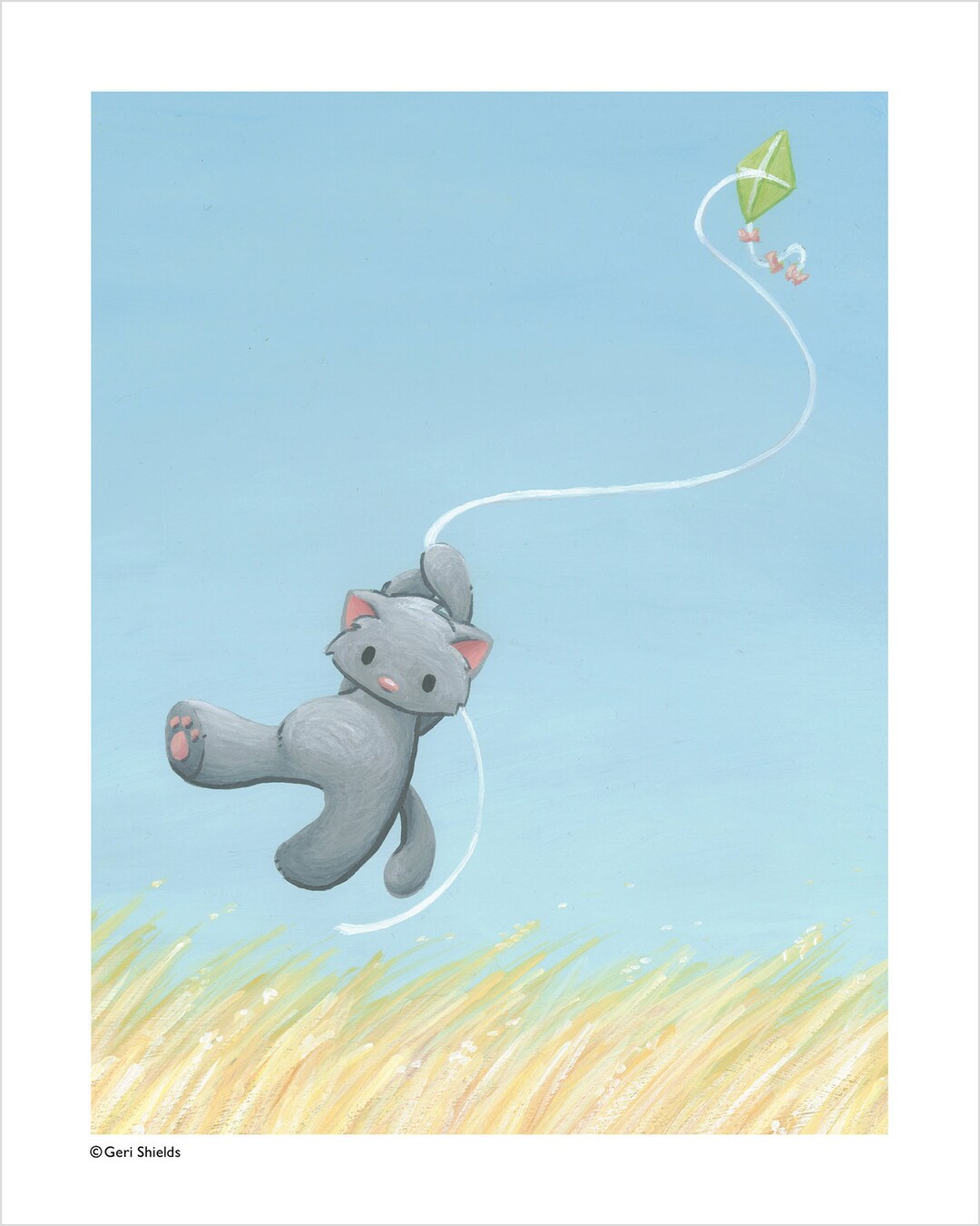 Cat Kite Print - Let’s Go - Cat Illustration - Cat Art - Children’s ...