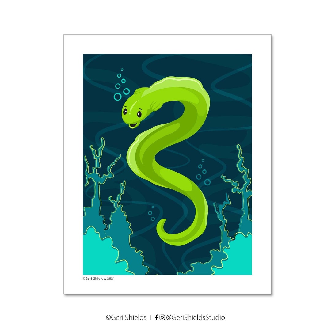 Eel Print - Sea Creature Art - Ocean Art - Nursery Art - Etsy