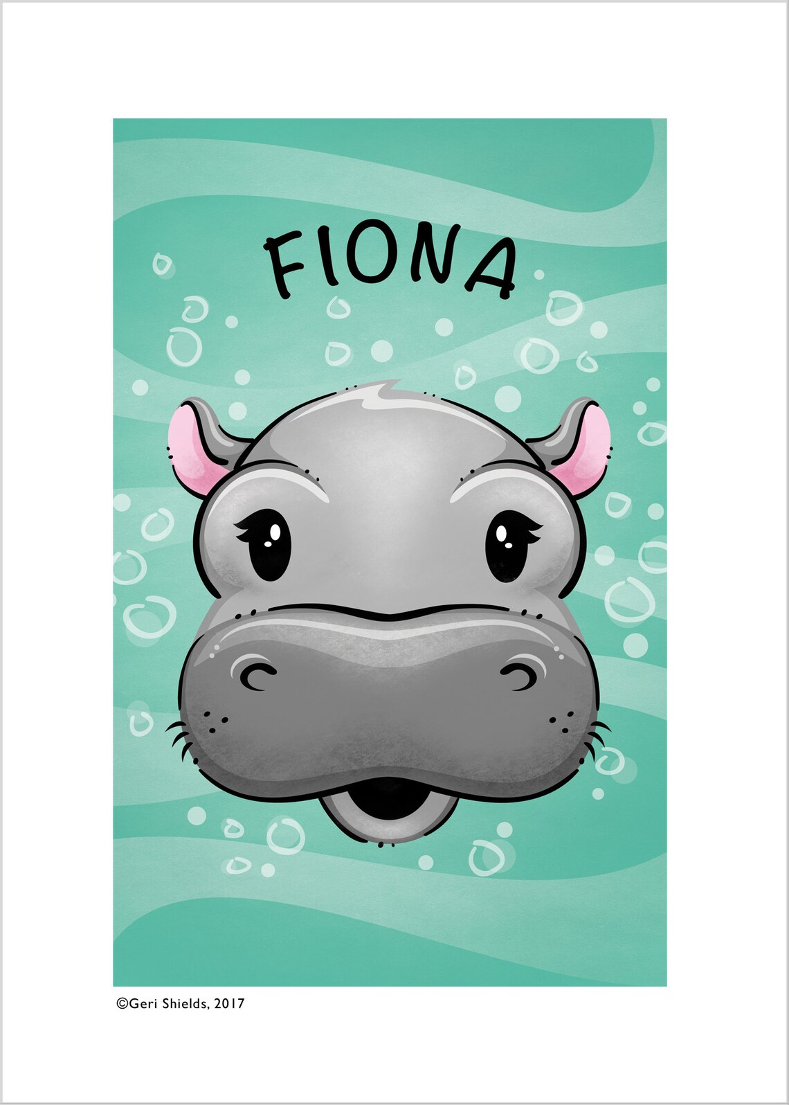 Fiona Print Fiona Illustration Hippo Illustration - Etsy