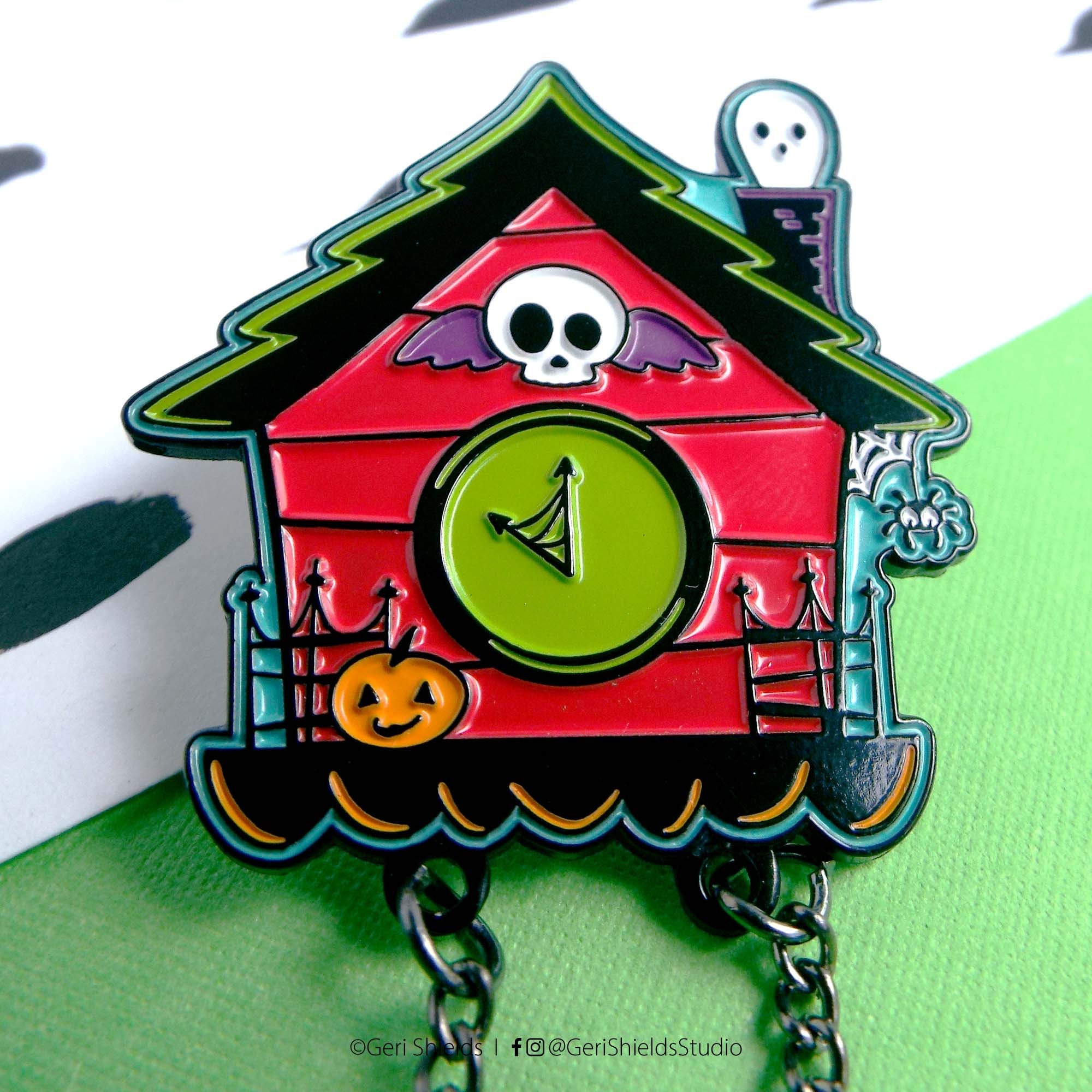 Haunted Cuckoo Clock Enamel Pin - Lapel Pin - Haunted House - Halloween ...
