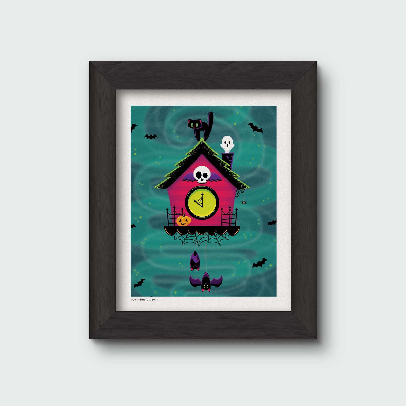 Haunted Cuckoo Clock Print Halloween Illustration Halloween Art - Etsy