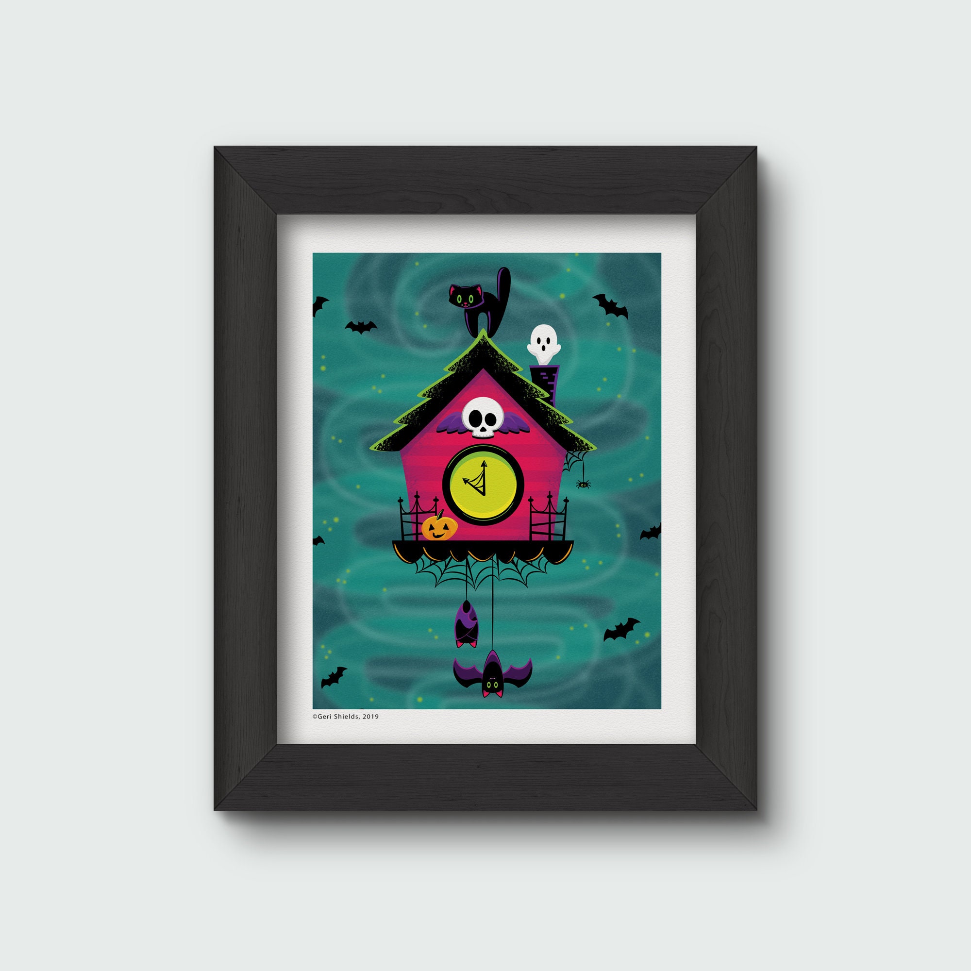 Haunted Cuckoo Clock Print - Halloween Illustration - Halloween Art - Etsy