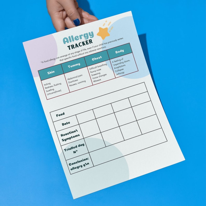 Star Baby Food Checklist & Allergy Tracker - Etsy