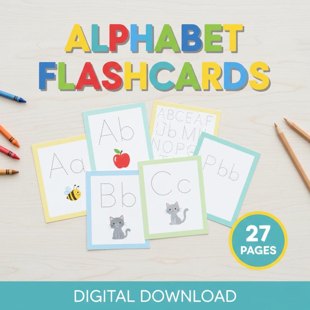 Printable Alphabet Flashcards With Letter Tracing | A-Z Handwriting ...