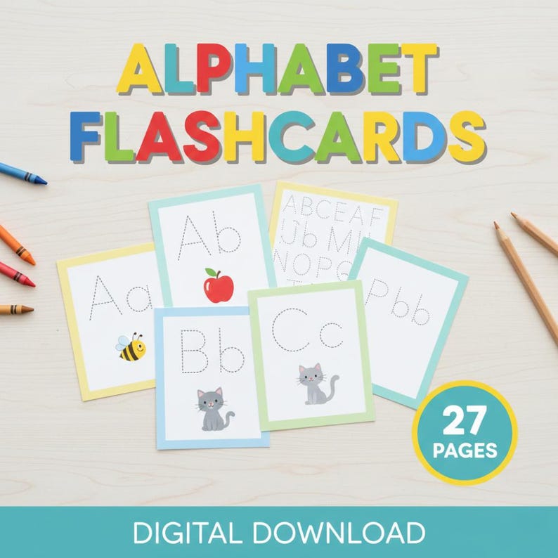 Printable Alphabet Flashcards With Letter Tracing | A-Z Handwriting ...