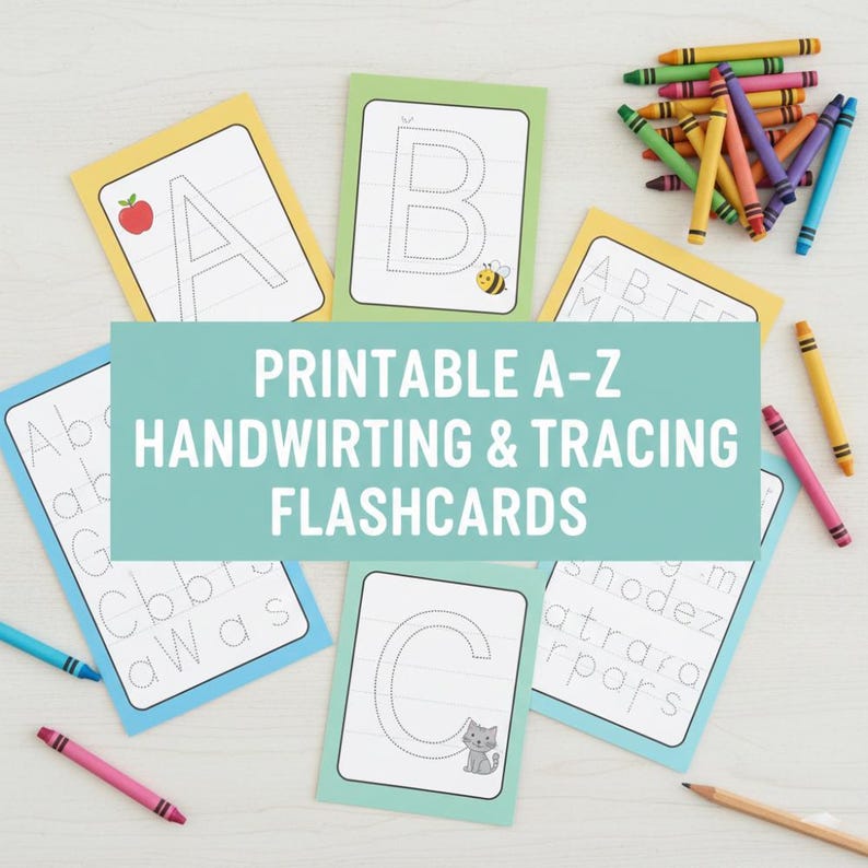 Printable Alphabet Flashcards With Letter Tracing | A-Z Handwriting ...