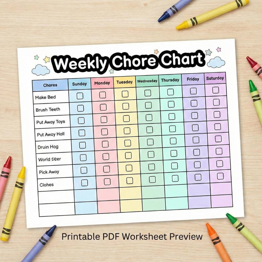 Blank Kids Chore Chart & Routine Planner | Printable Responsibility ...