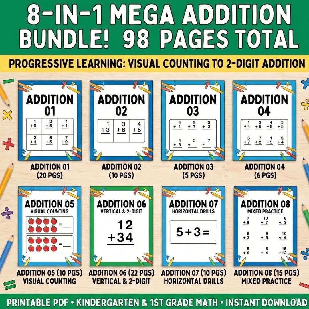 98-page Ultimate Addition Bundle | Kindergarten & 1st Grade Math ...