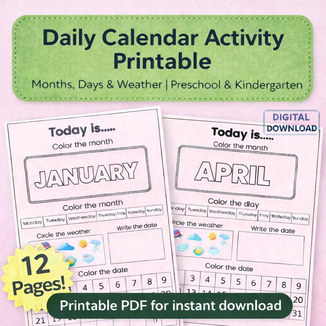 Daily Calendar Activity Worksheets | Months, Days and Weather ...