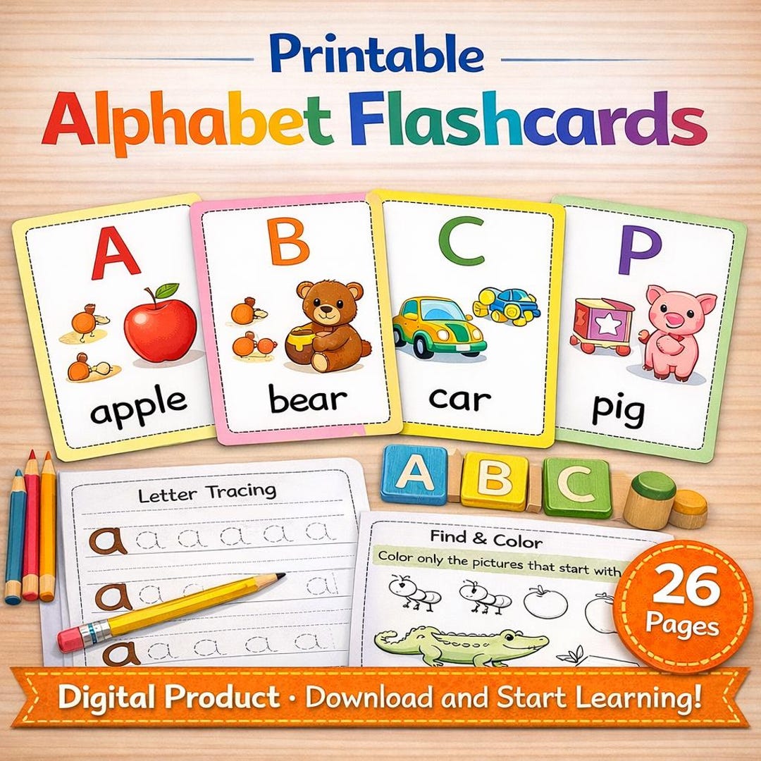 Printable Alphabet Flashcards A-Z | ABC Phonics Flash Cards for ...