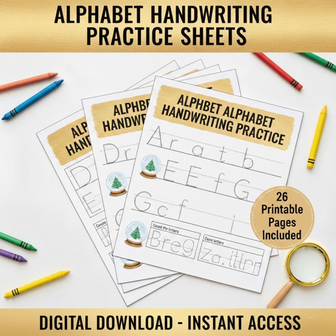 Alphabet Handwriting Practice Printable | Letter Tracing Worksheets A-Z ...
