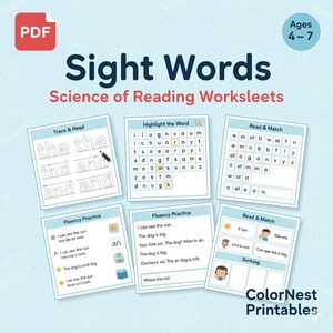 Printable Sight Words Activities | Science of Reading | Kindergarten ...