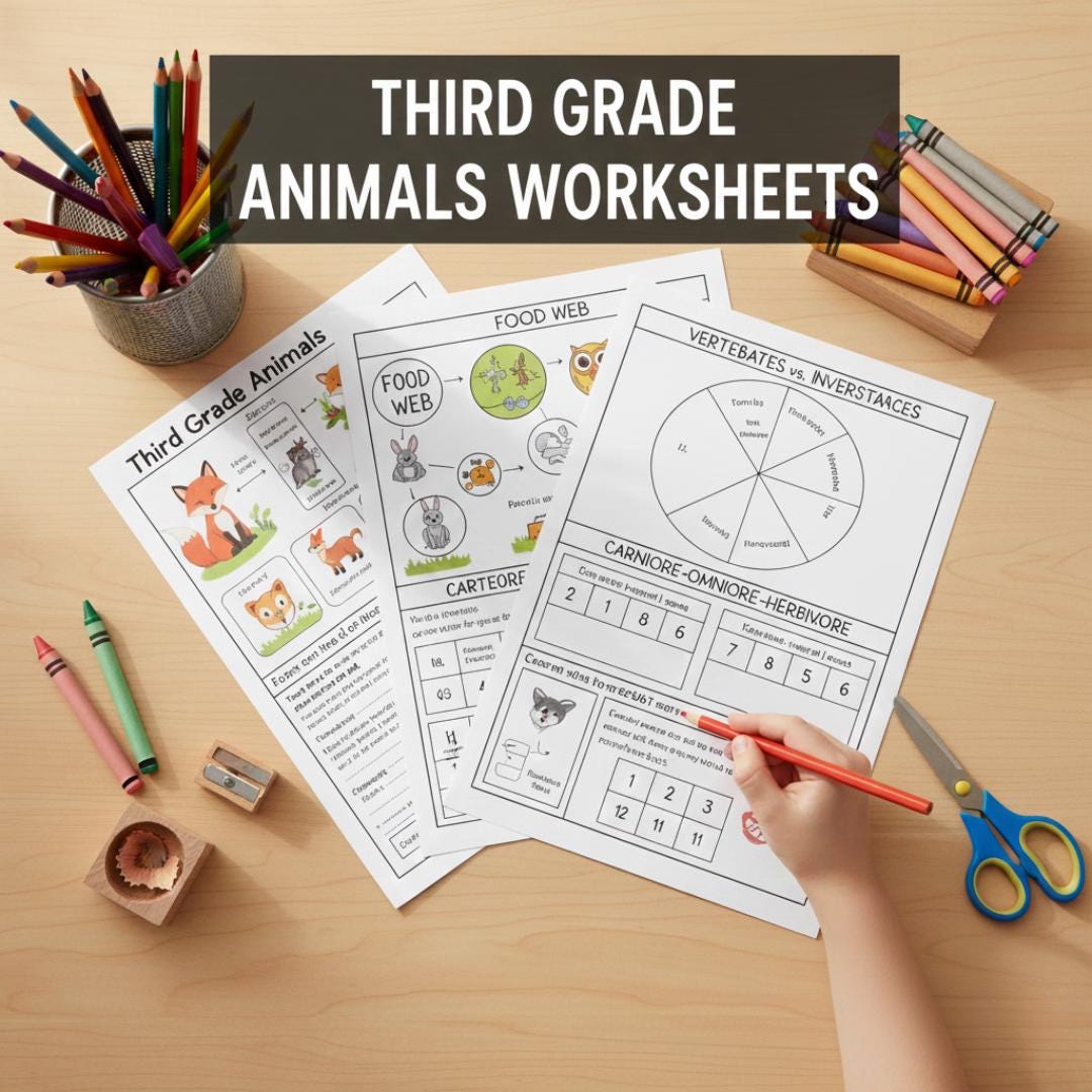 Third Grade Animals Worksheets | Vertebrates & Invertebrates Science ...