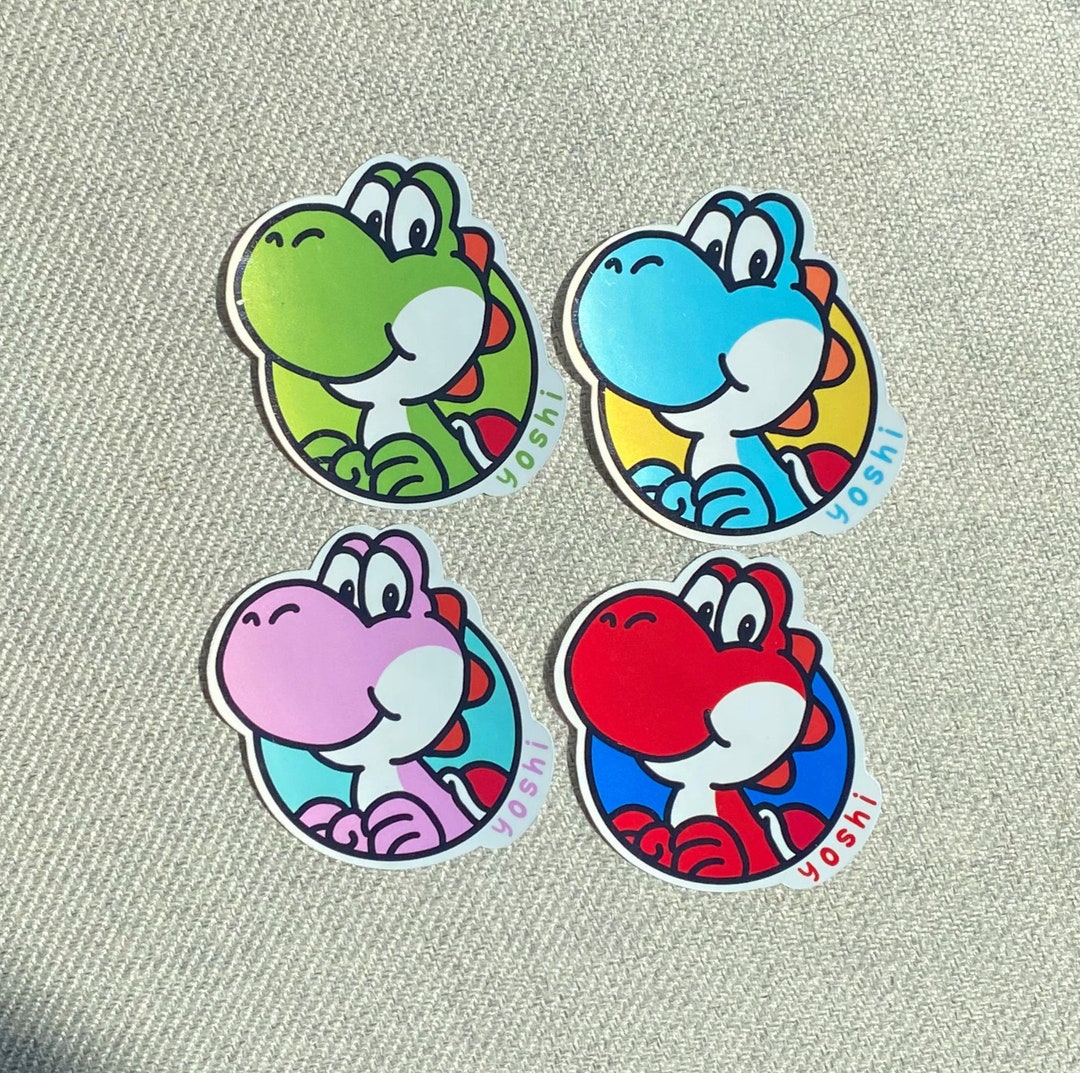 Yoshi Sticker | Glossy | Red, Green, Pink, Baby Blue | Waterproof ...