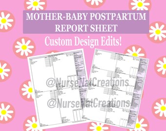 Mother Baby / Postpartum Report Sheet - Etsy