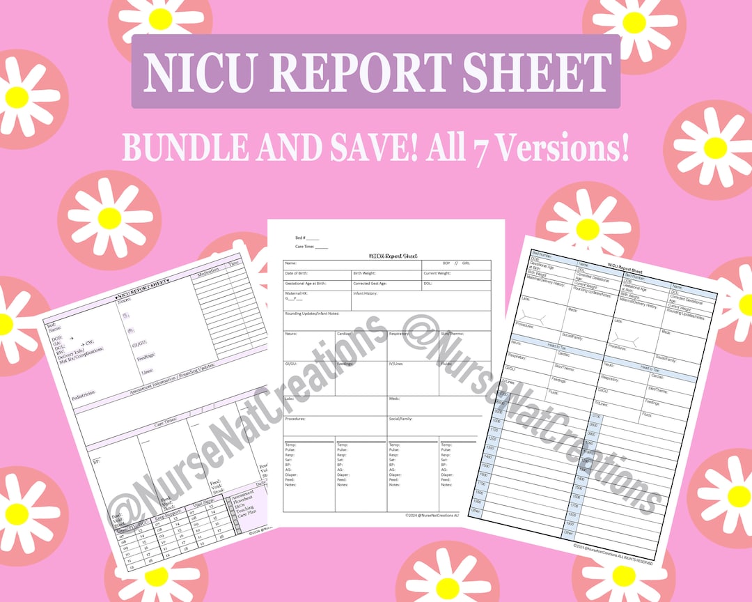 Neonatal ICU (NICU) Report Sheet BUNDLE - Etsy