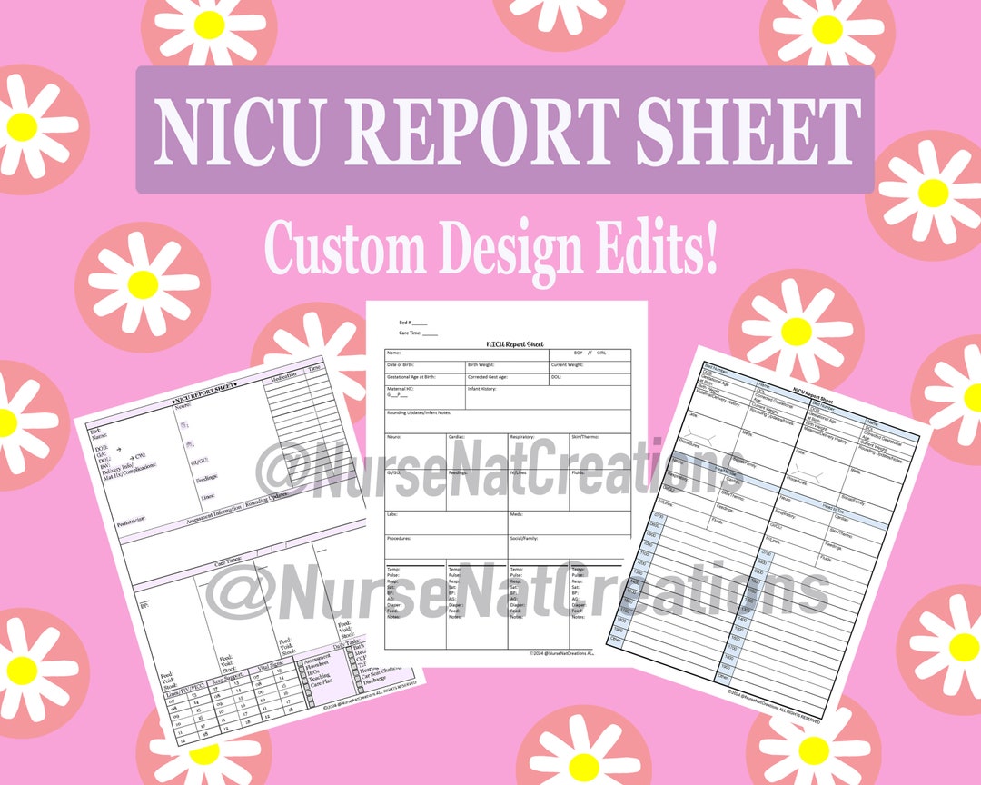 Neonatal ICU NICU Report Sheet Custom Edits - Etsy