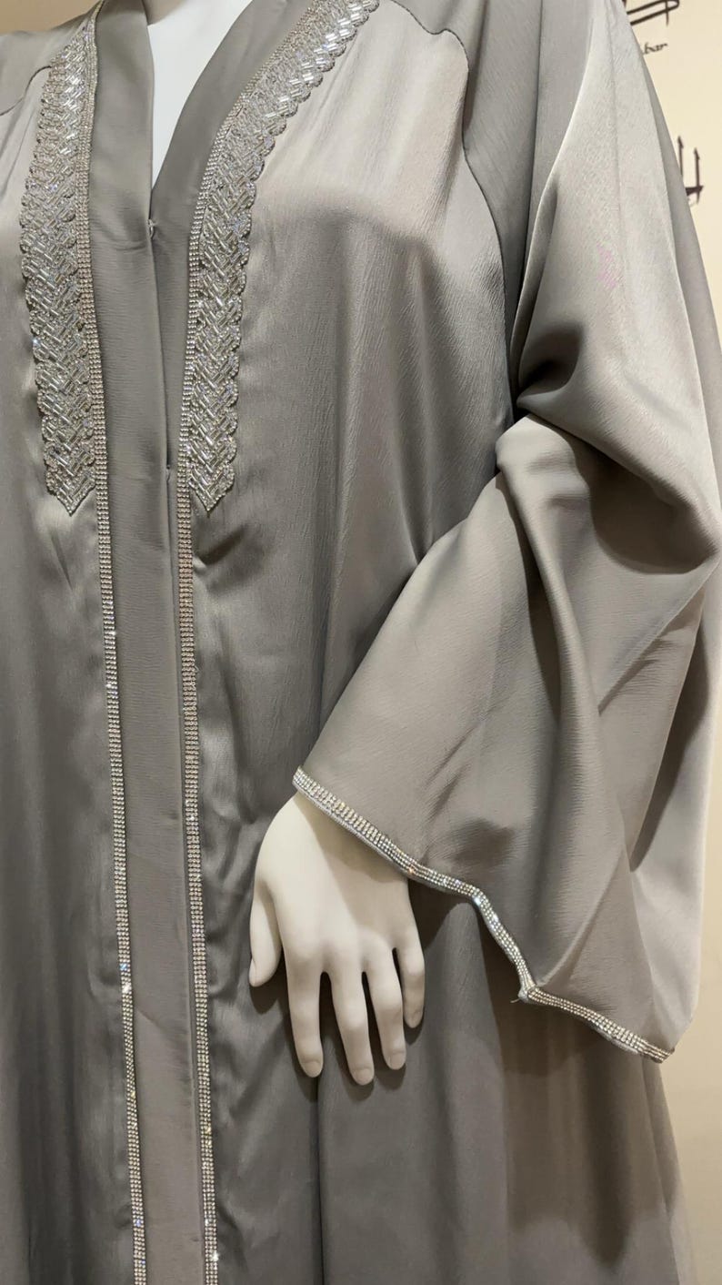 Luxury Grey Abaya Set With Matching Hijab Umbrella Abayas Modest Dubai Dress Abaya Islamic ...