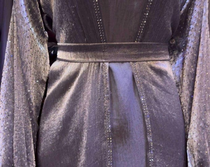 Luxury Grey Abaya Set, Party Abaya, 3 Piece Abaya Dubai, Long Sleeves ...