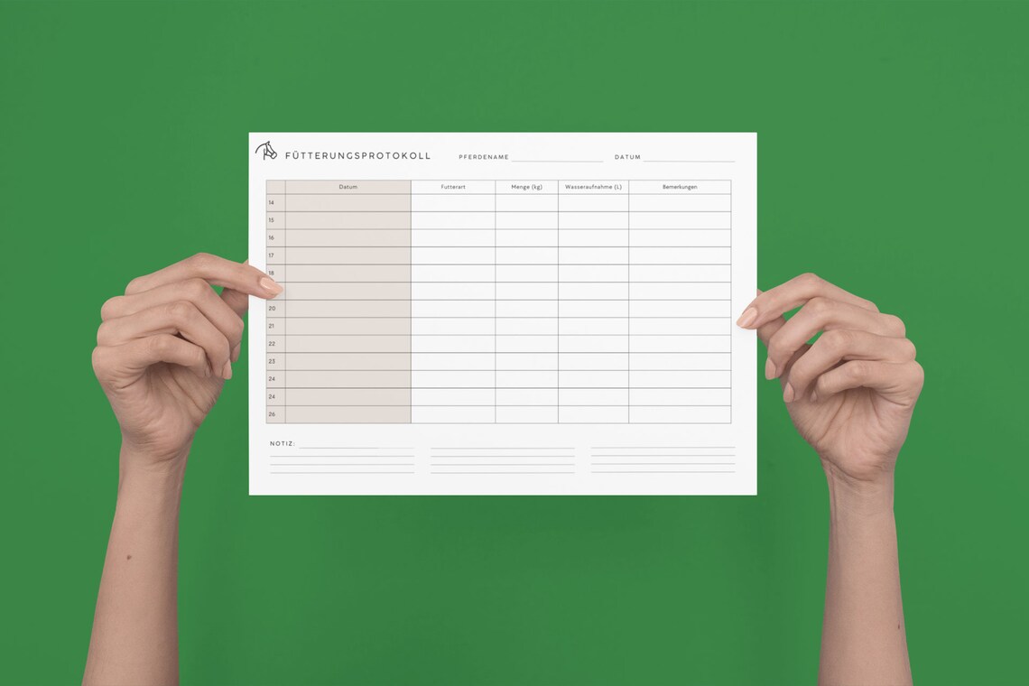 Horse Feeding Log Template, Horse Nutrition Planner, Printable Feed ...