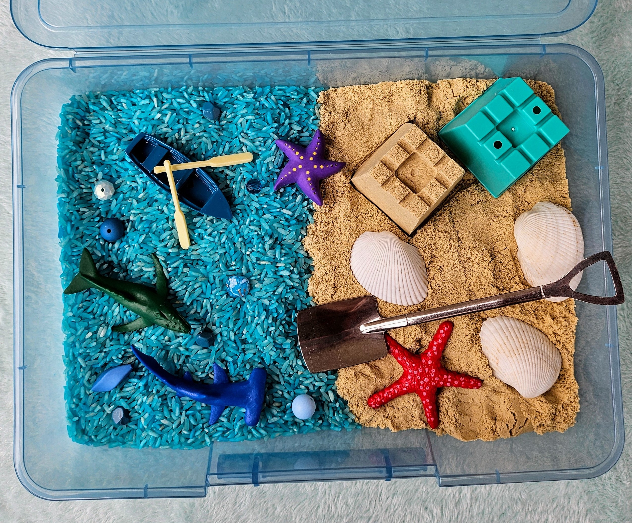 Ocean and Boat Themed Sensory Bin With Sea Animal Toys for Montessori ...