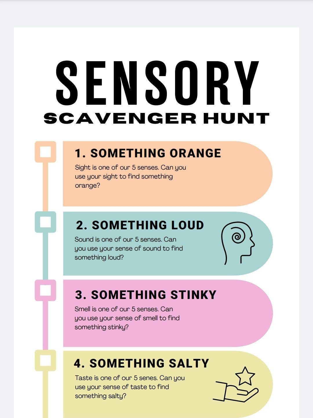 Digital Download Sensory Scavenger Hunt Using Five Senses Pretend Play ...