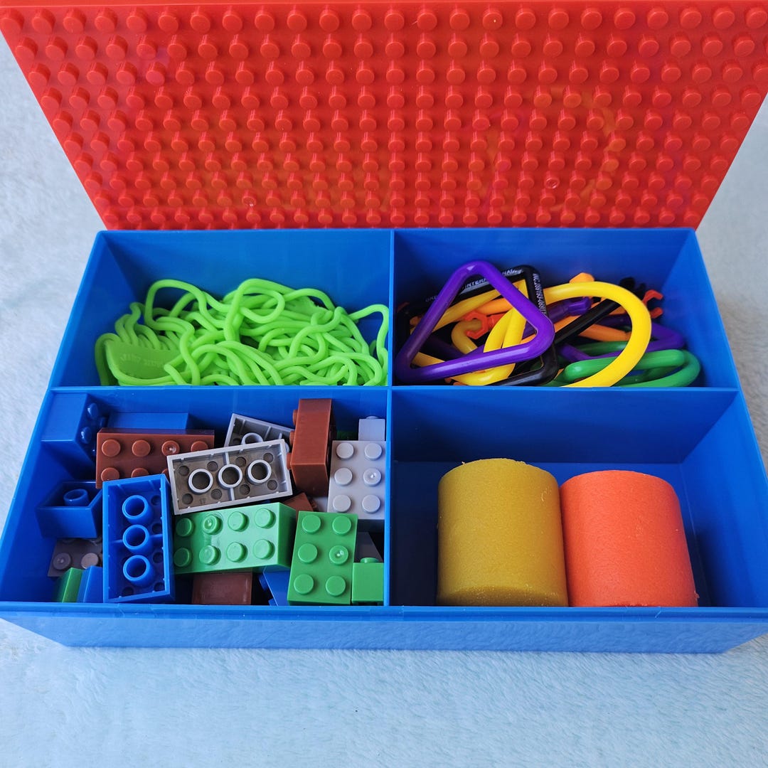 Sensory Busy Box With Legos and Playdough for Travel Toys Montessori ...