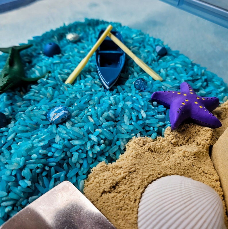Ocean and Boat Themed Sensory Bin With Sea Animal Toys for Montessori ...