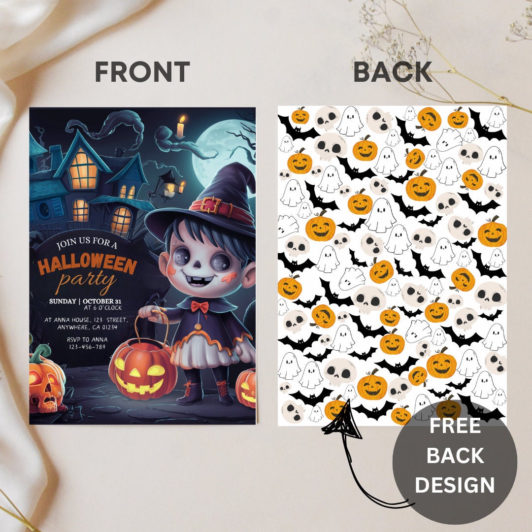 Editable Halloween Party Invitation, Party Invitation Template, Digital ...