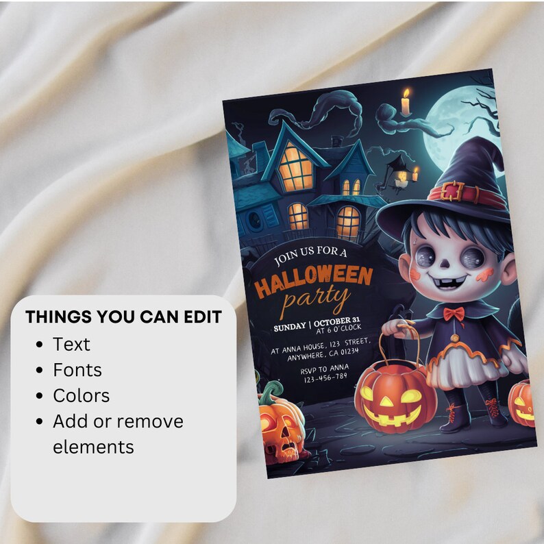 Editable Halloween Party Invitation, Party Invitation Template, Digital ...