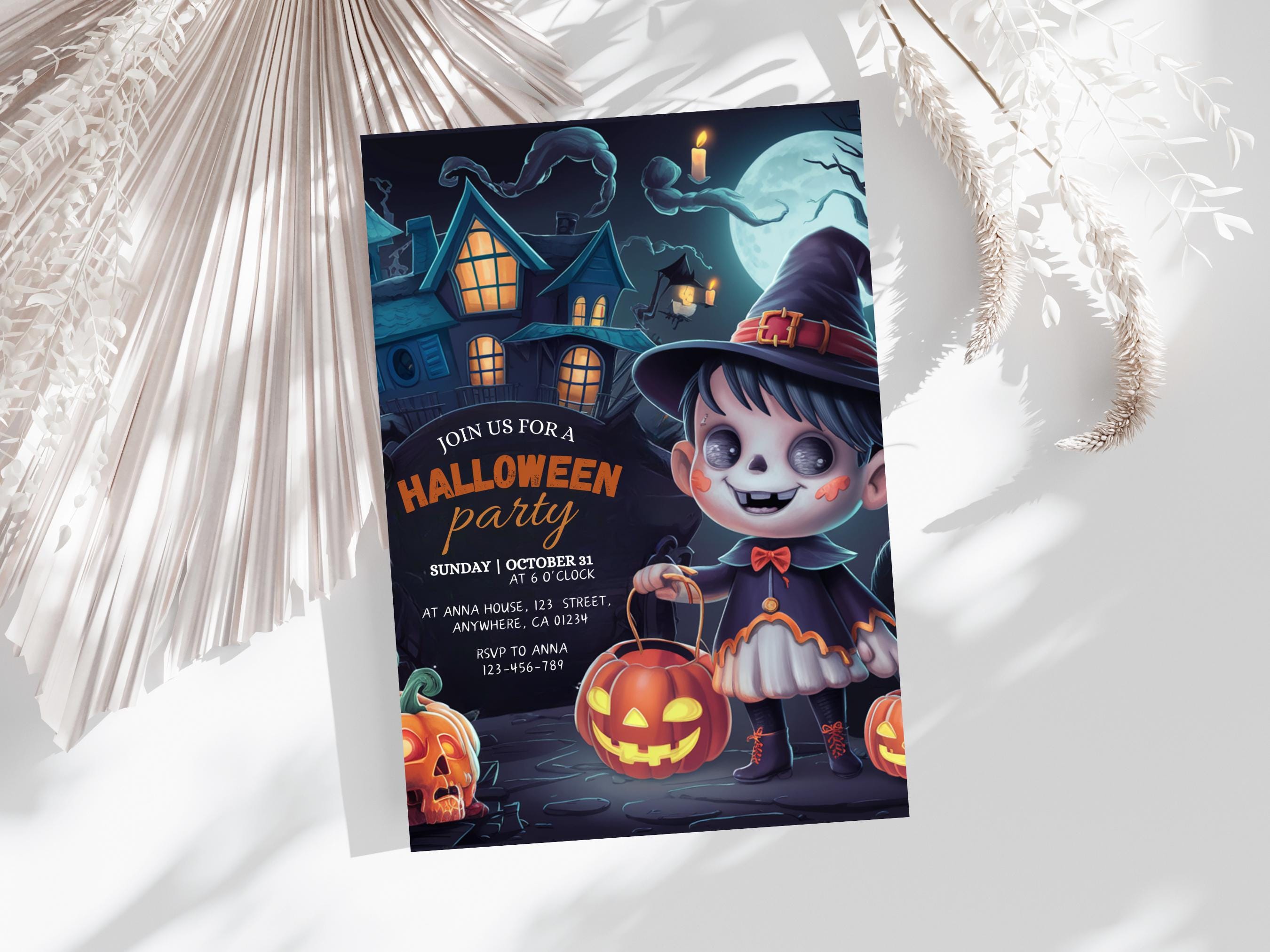 Editable Halloween Party Invitation, Party Invitation Template, Digital ...