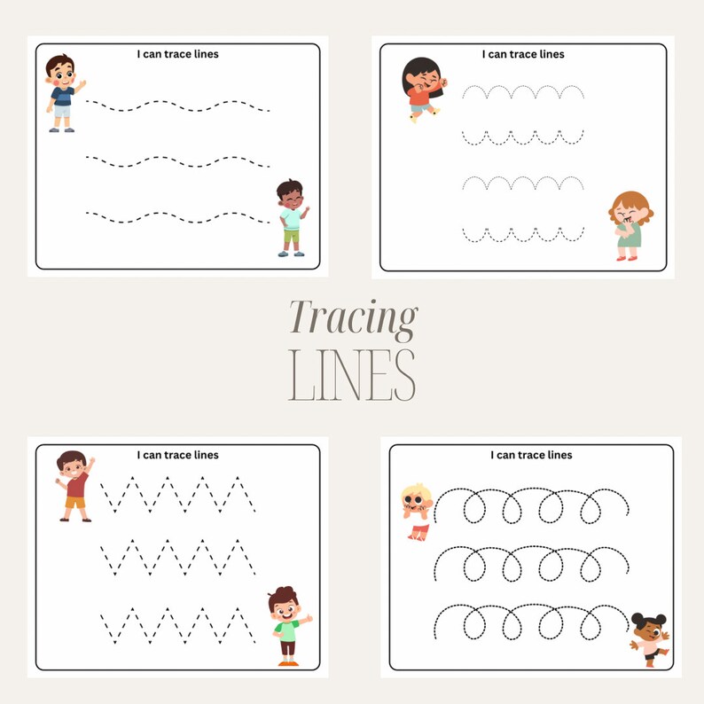 50 Pages Tracing Lines Worksheets Set, Preschool Handwriting Practice ...