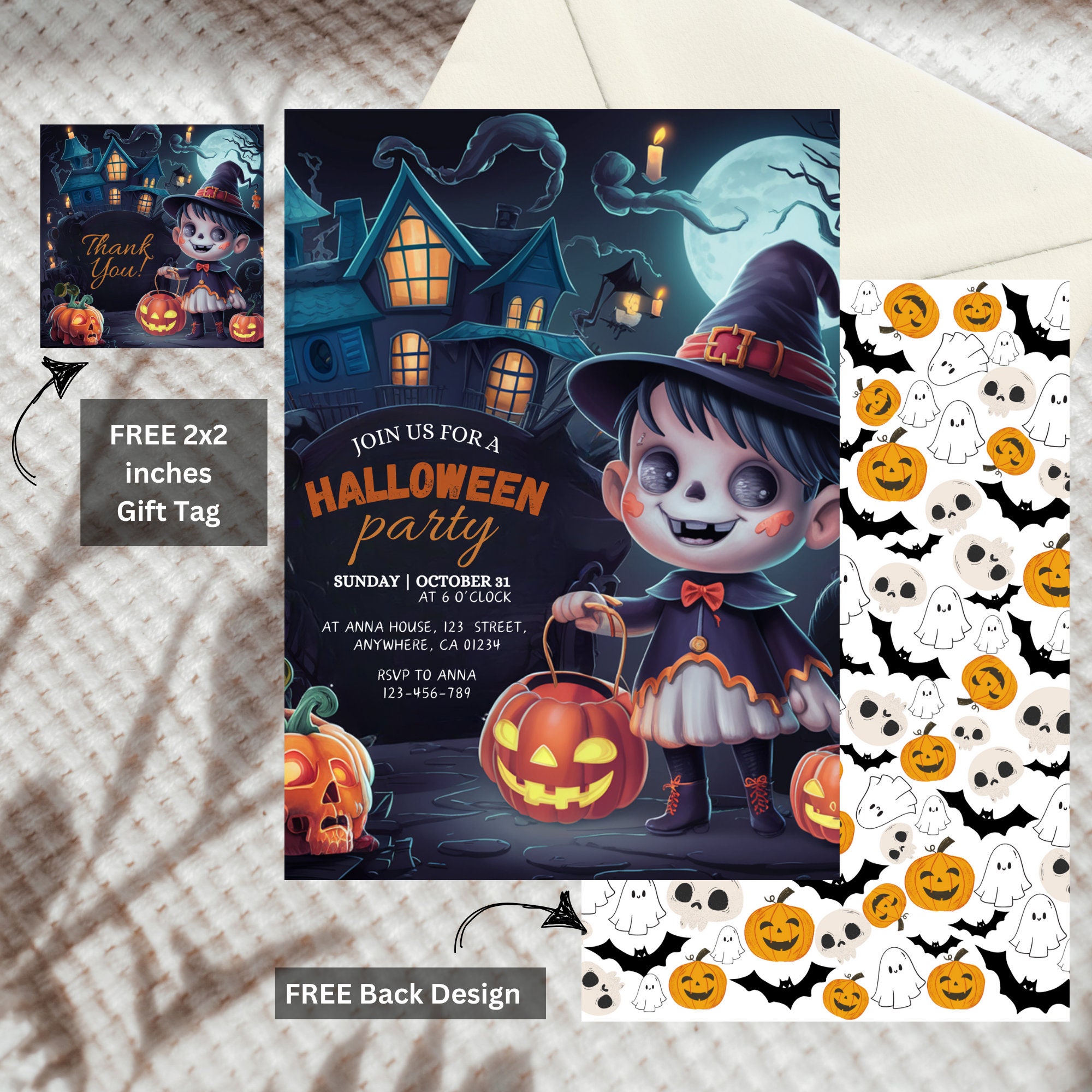 Editable Halloween Party Invitation, Party Invitation Template, Digital ...