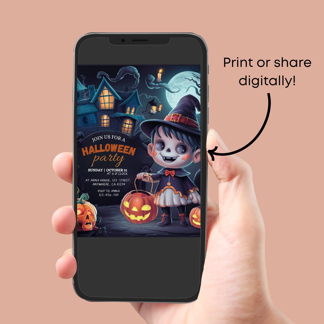 Editable Halloween Party Invitation, Party Invitation Template, Digital ...