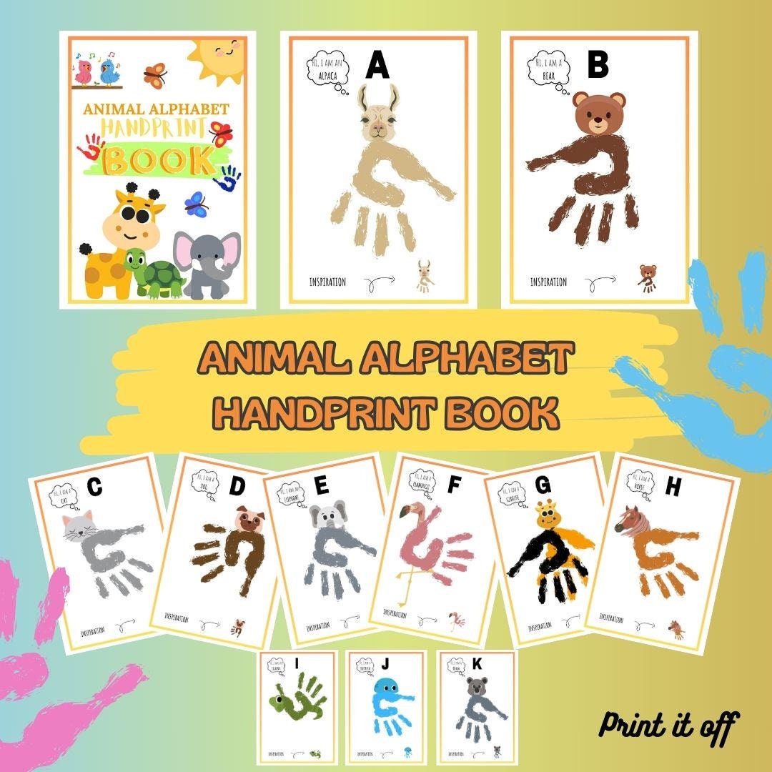 Animal Alphabet Handprint Book, Kids Learning Activity (digital ...